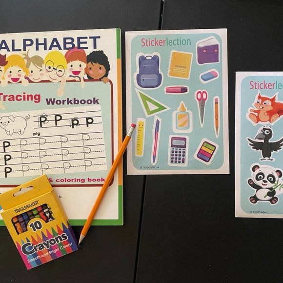 Other | Bundle Of Alphabet Tracing Workbook And Blue Stickers Pencil ...